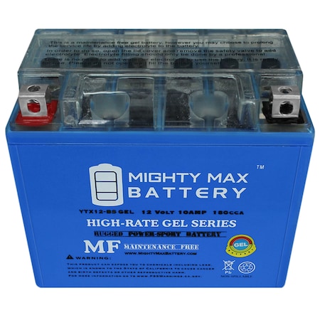 Mighty Max Battery 12-Volt 10 Ah 180 CCA GEL Rechargeable Sealed Lead Acid Battery YTX12-BSGEL ...